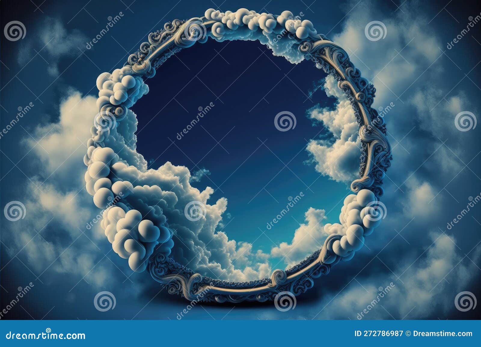 Frame Made with Covered White Cloud in the Sky in Circle Shape. Stock ...