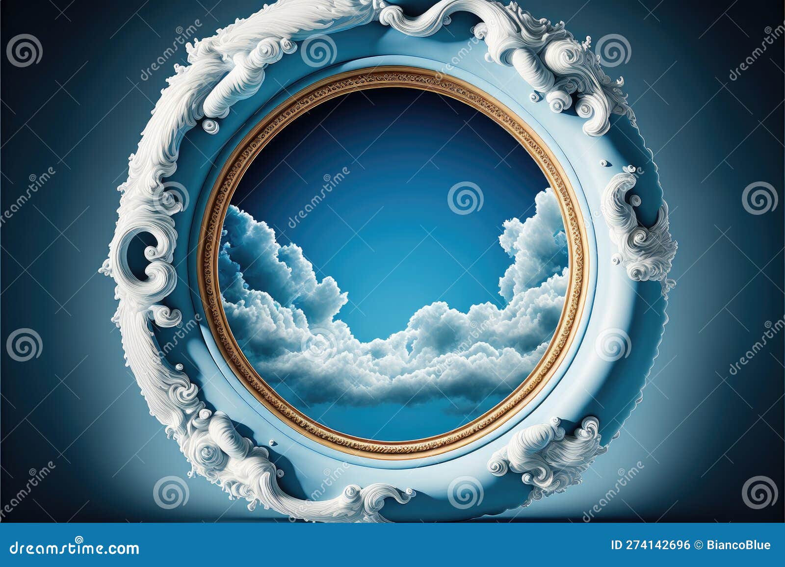 Frame Made with Covered White Cloud in the Sky in Circle Shape. Stock ...