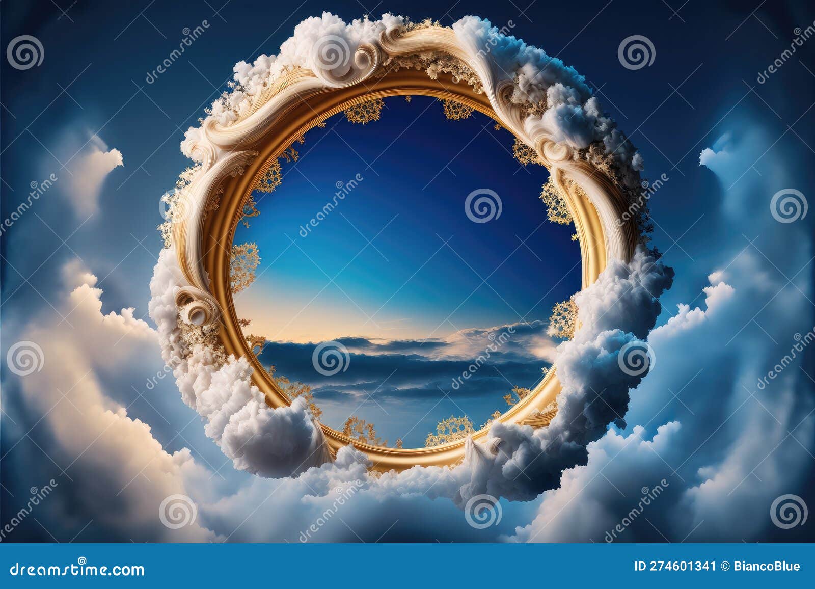Frame Made with Covered White Cloud in the Sky in Circle Shape. Stock ...