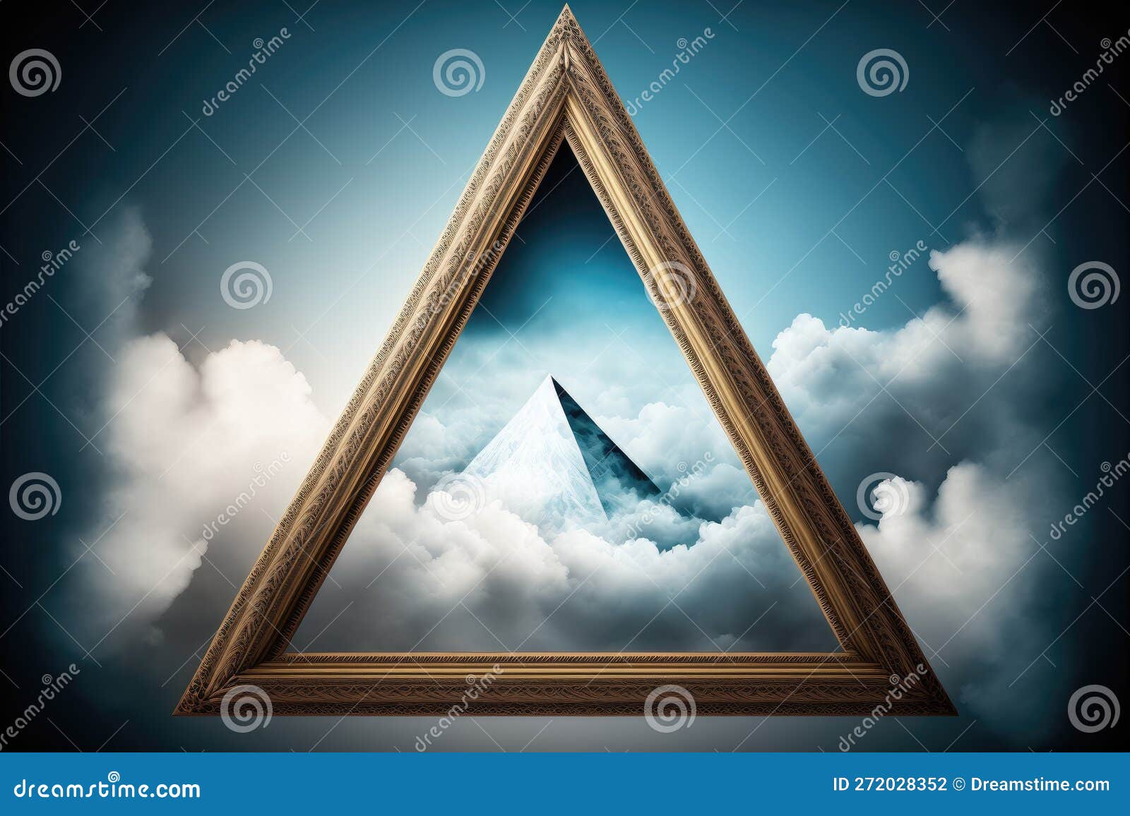 Frame Made with Covered White Cloud in the Sky in Triangle Shape. Stock ...
