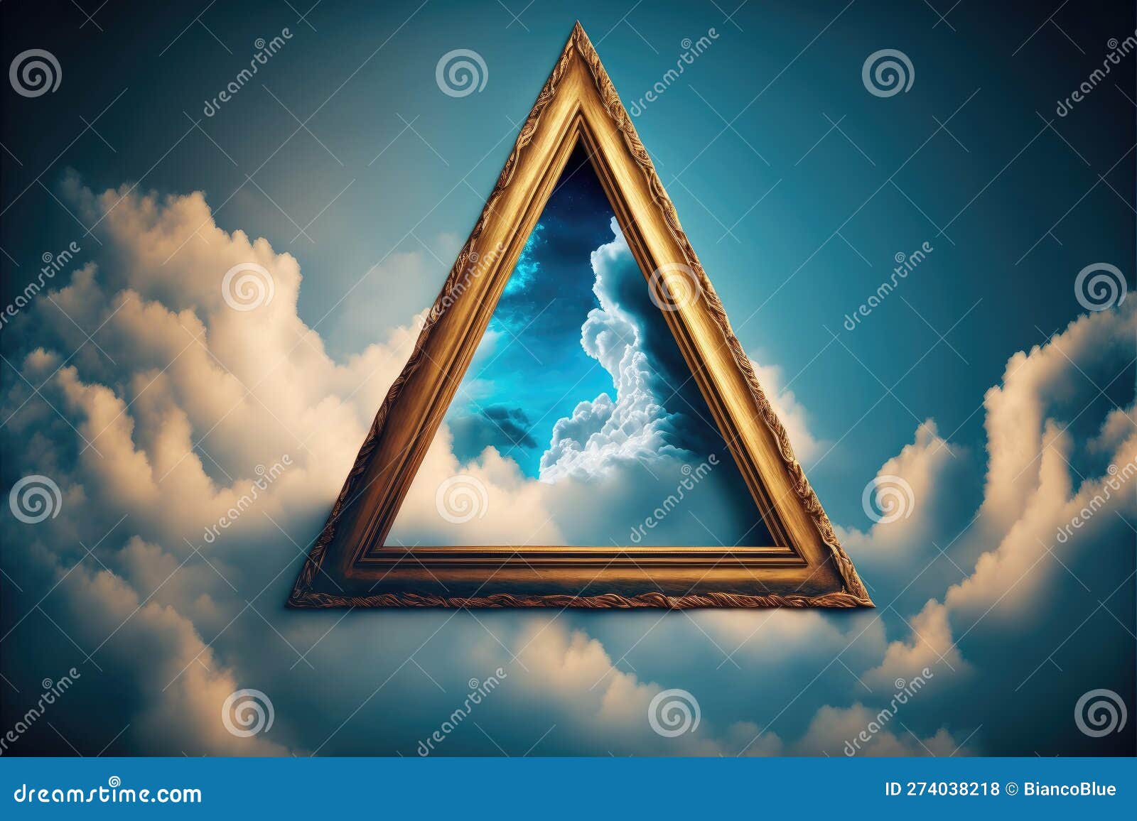 Frame Made with Covered White Cloud in the Sky in Triangle Shape. Stock ...