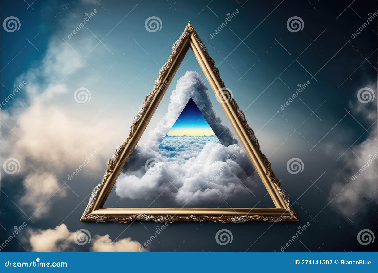 Frame Made with Covered White Cloud in the Sky in Triangle Shape. Stock ...