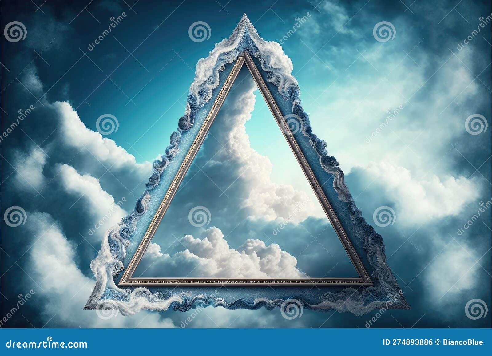 Frame Made with Covered White Cloud in the Sky in Triangle Shape. Stock ...