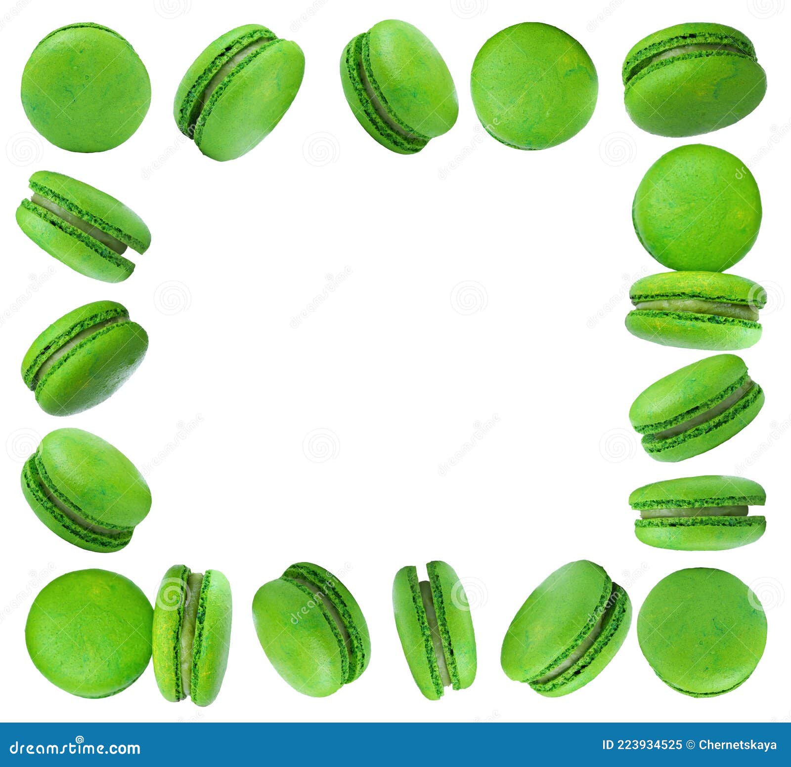 Frame Made of Delicious Macarons on White Stock Image - Image of ...