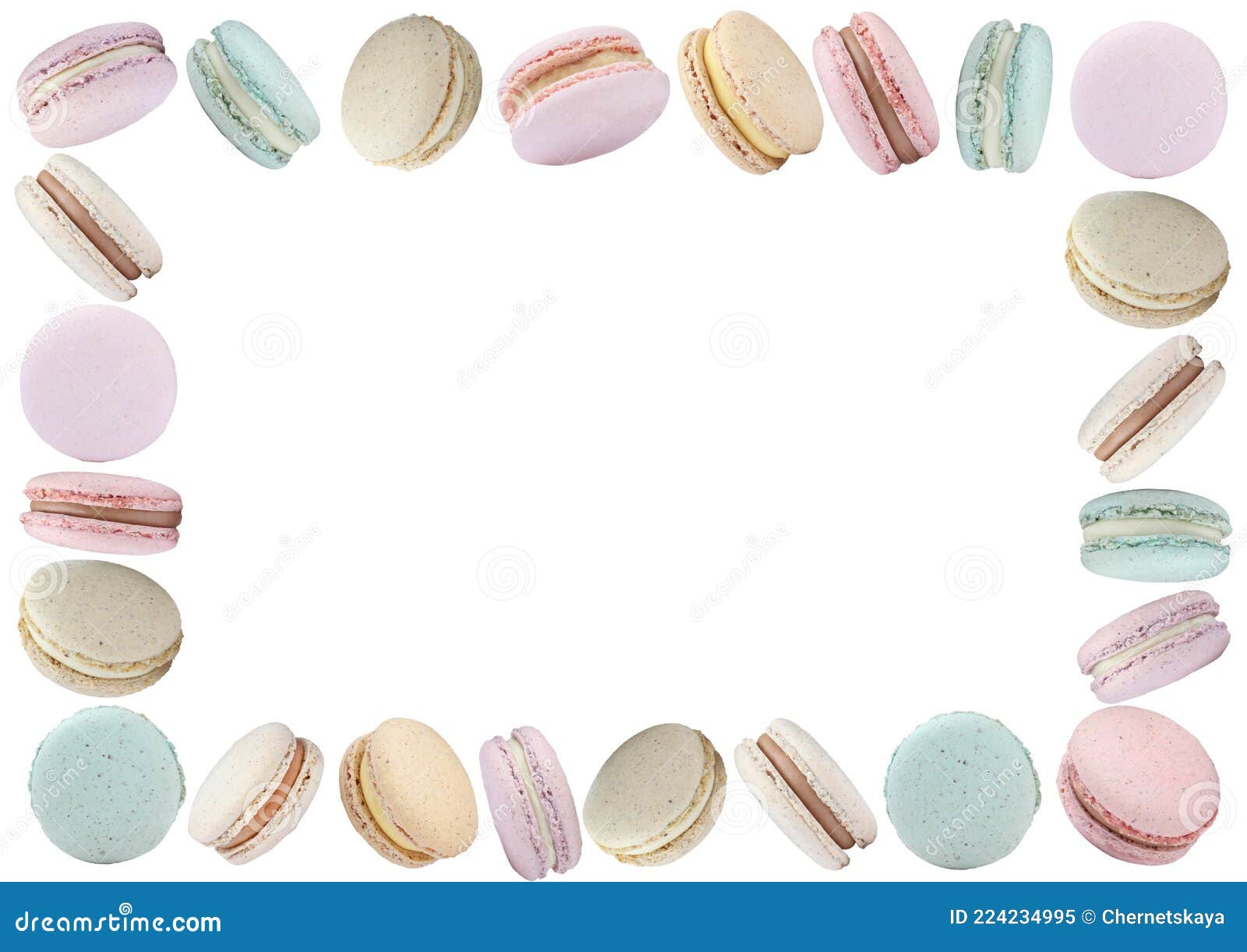 Frame Made of Delicious Macarons on White Background Stock Image ...