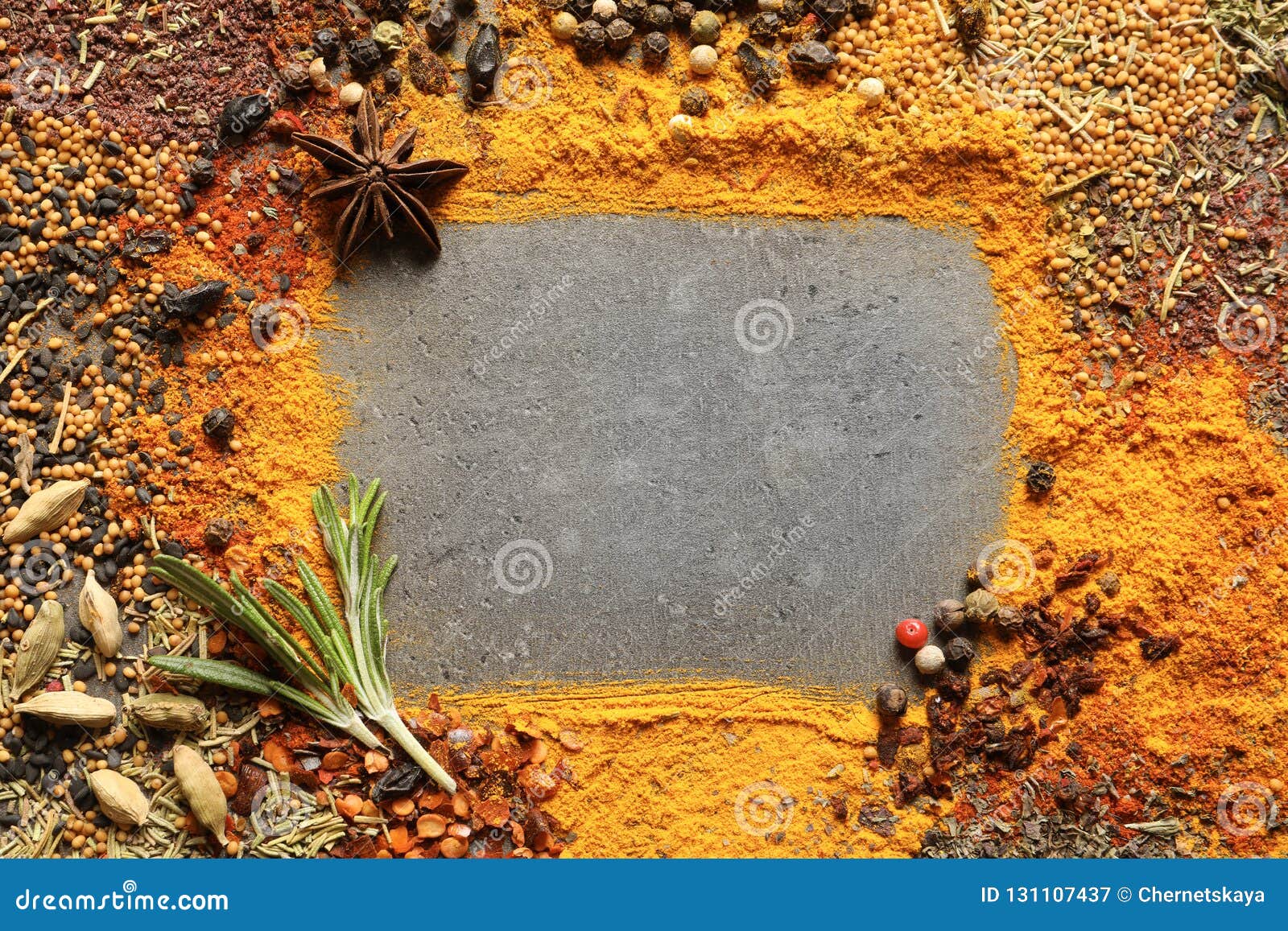 Frame Made of Different Aromatic Spices Stock Image - Image of frame ...