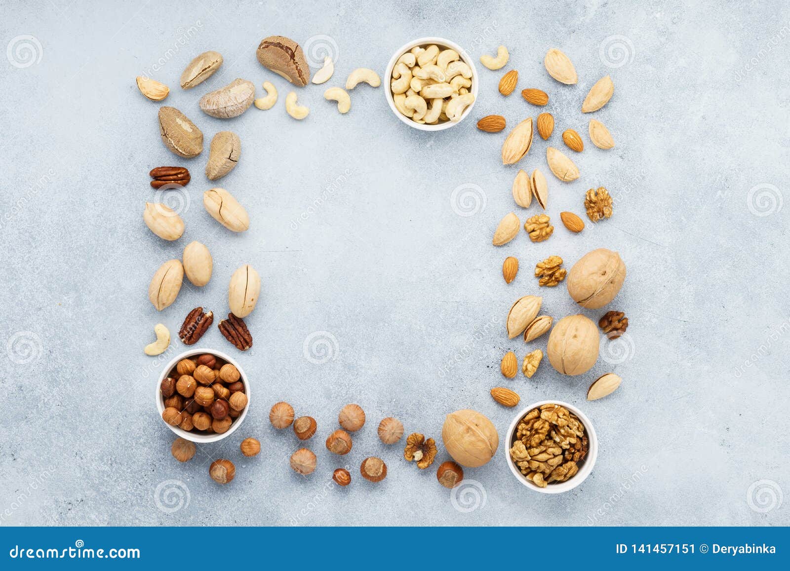 Frame Made of Different Raw Nuts. Background with Copy Space Stock ...