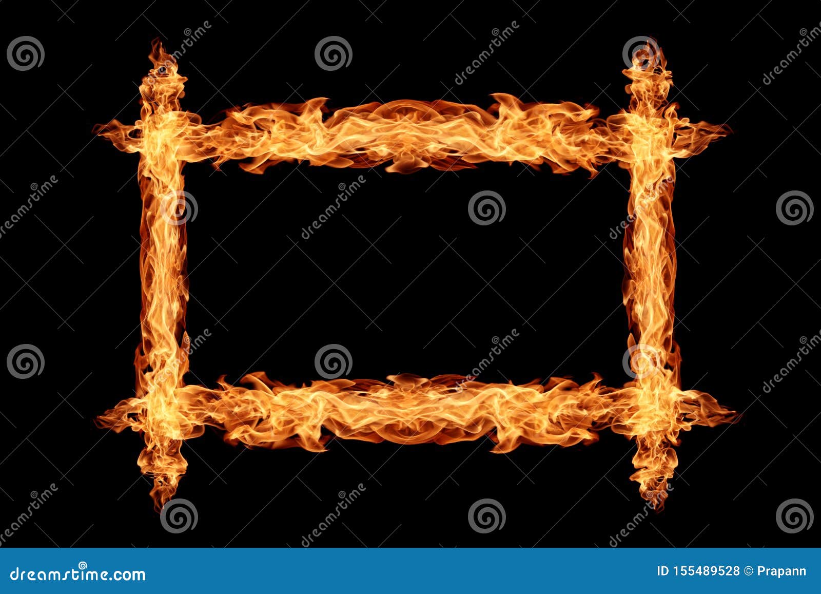 Fire Frame Made from Fire Flame on Black Background Stock Photo - Image ...
