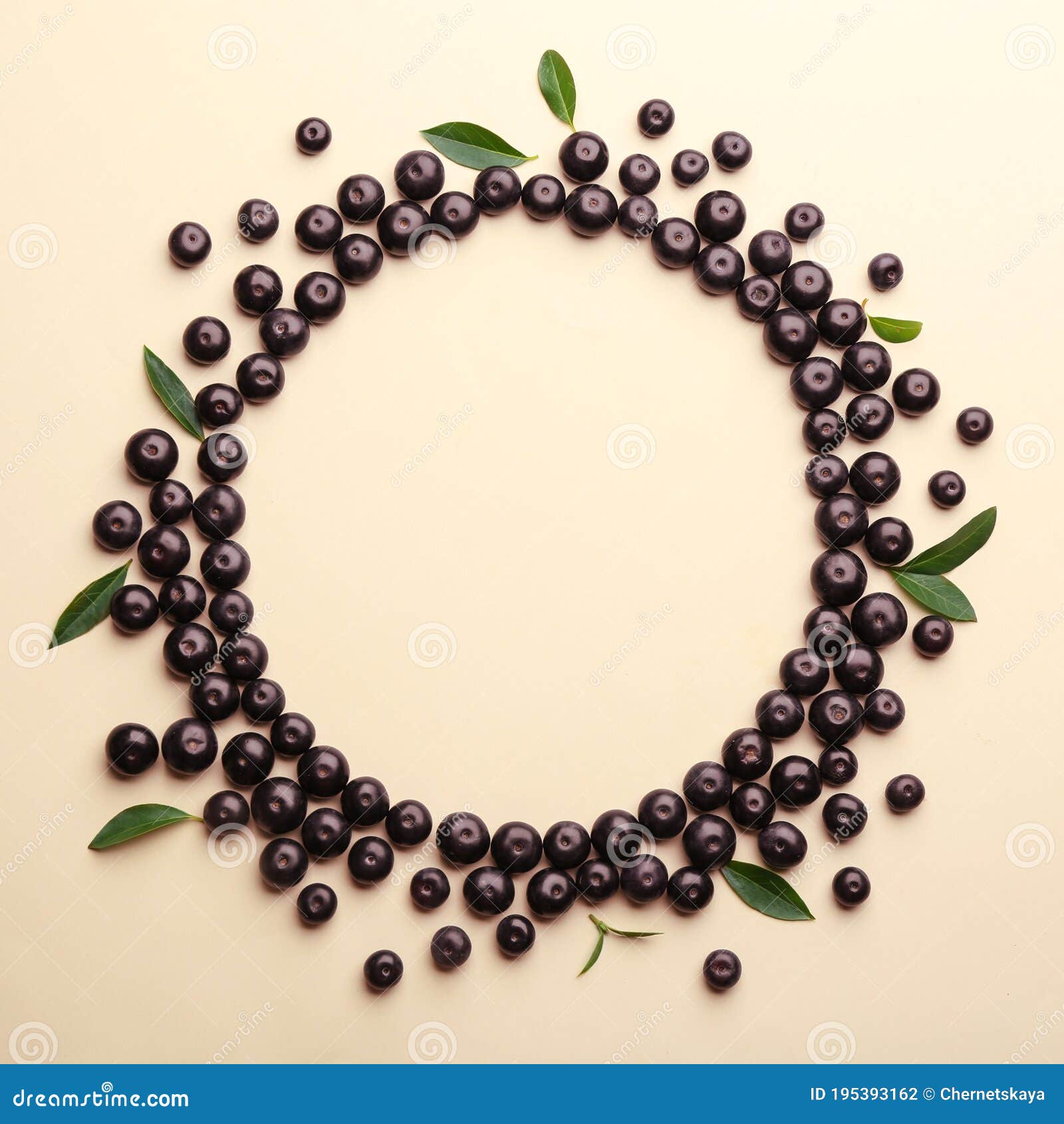 Frame Made of Fresh Acai Berries on Background, Flat Lay. Space for ...
