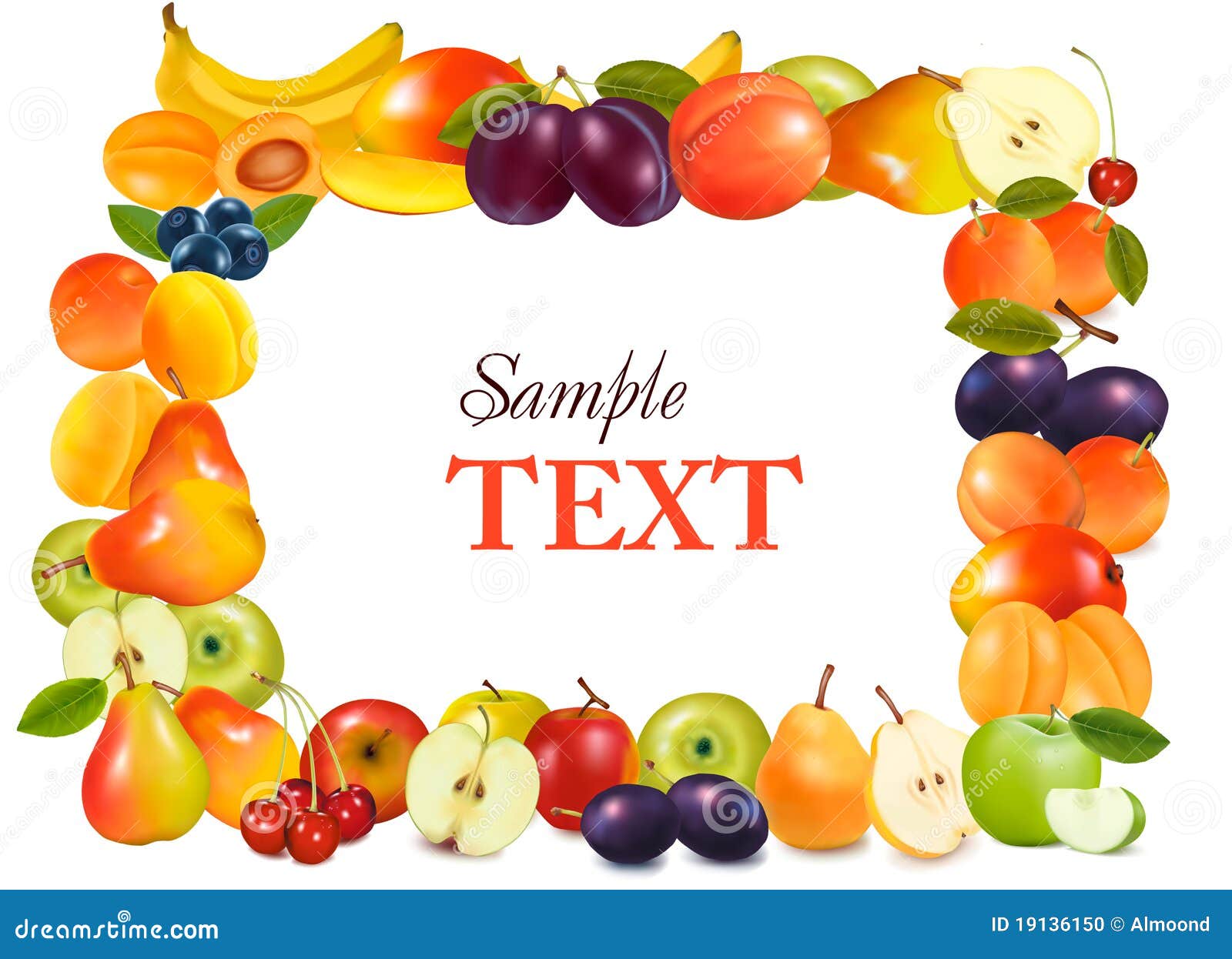 Frame made from fruits. stock vector. Illustration of green - 19136150