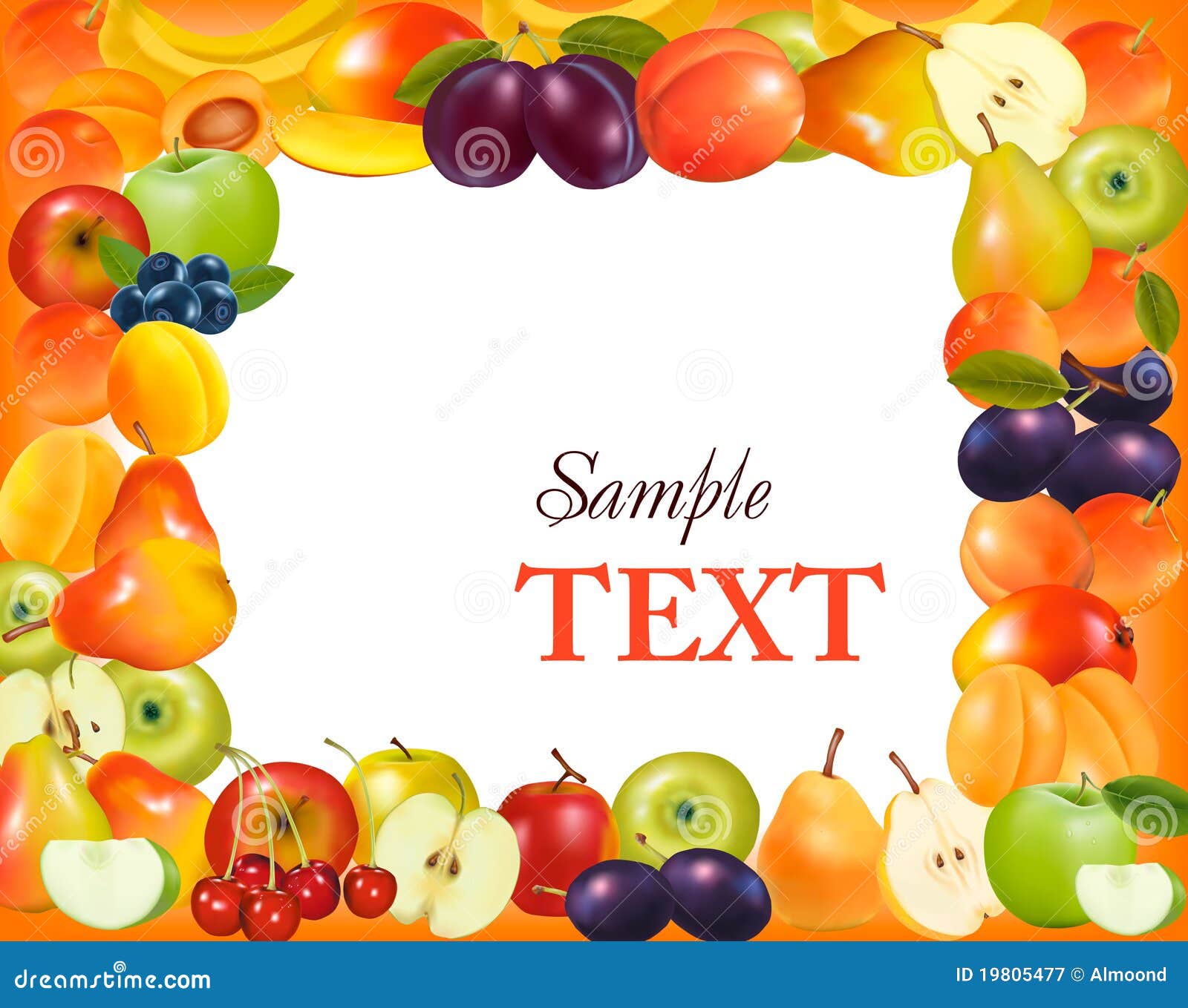 Frame Made from Fruits. Vector. Stock Vector - Illustration of grocery ...