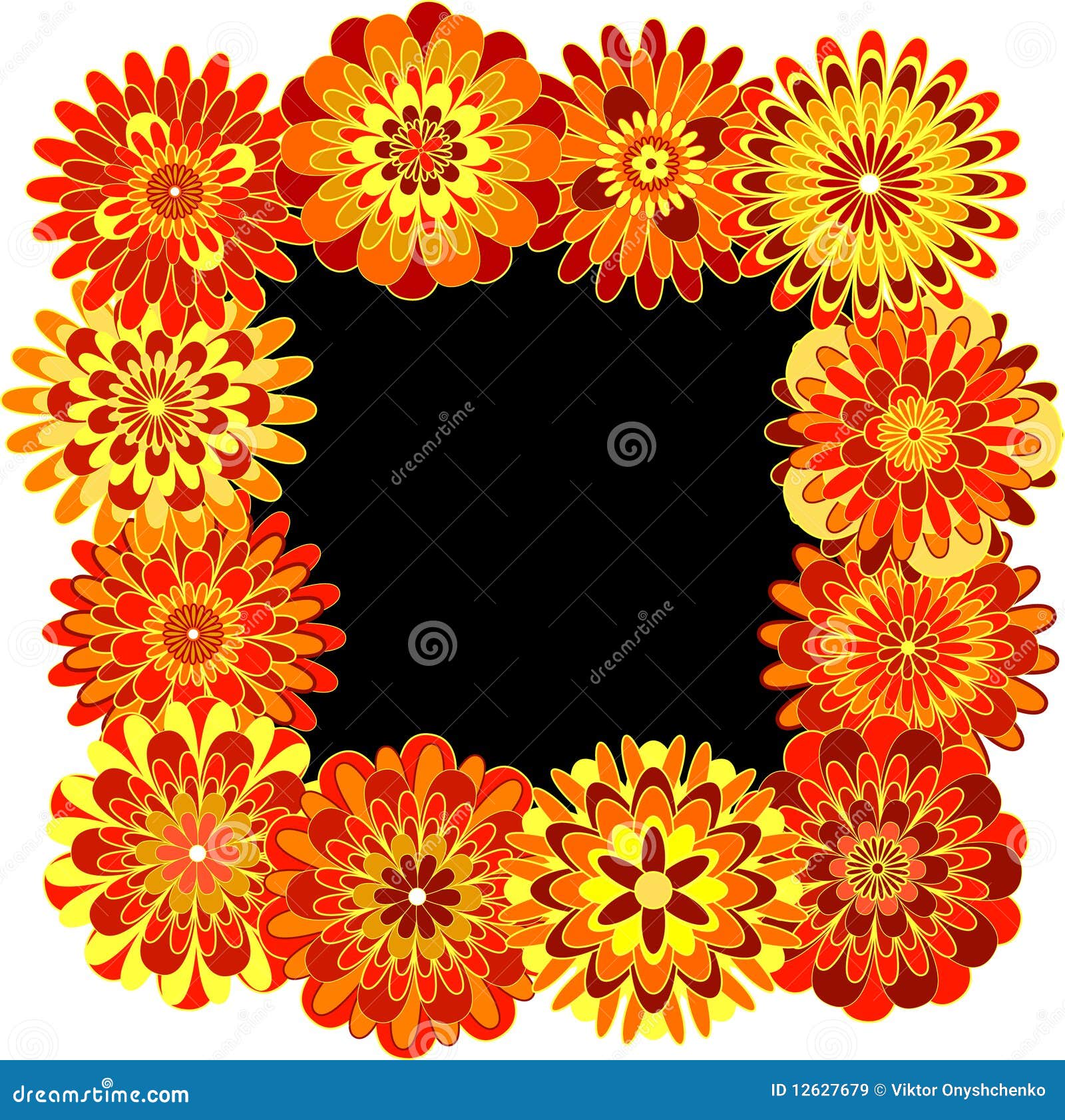 Frame Made of Geometric Flowers Stock Vector - Illustration of yellow ...