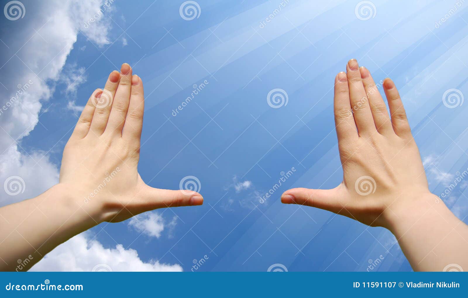 Frame Made of Hands at Clouds and Shine Stock Image - Image of border ...