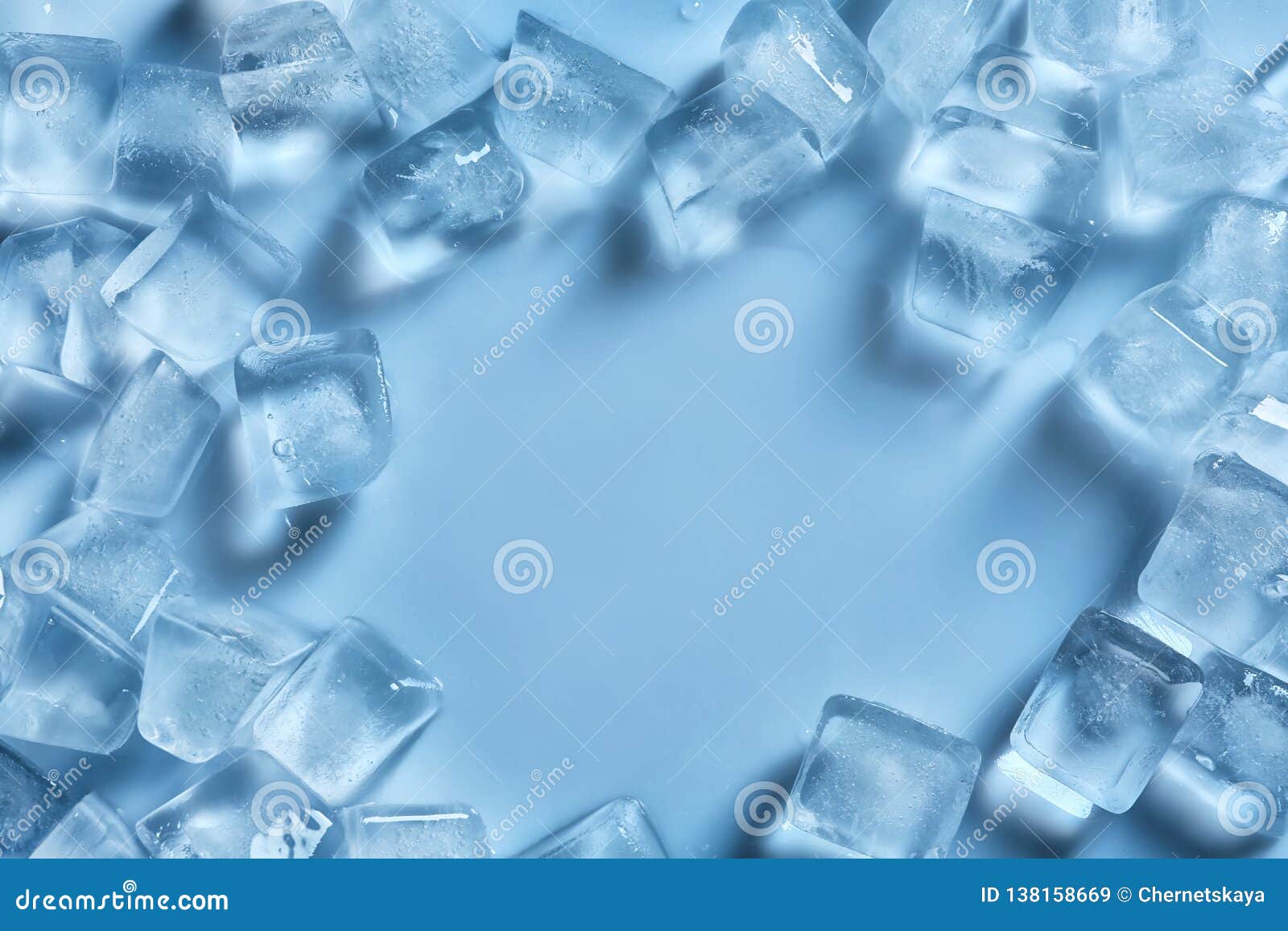 Frame Made of Ice Cubes on Color Background, Top View Stock Image ...