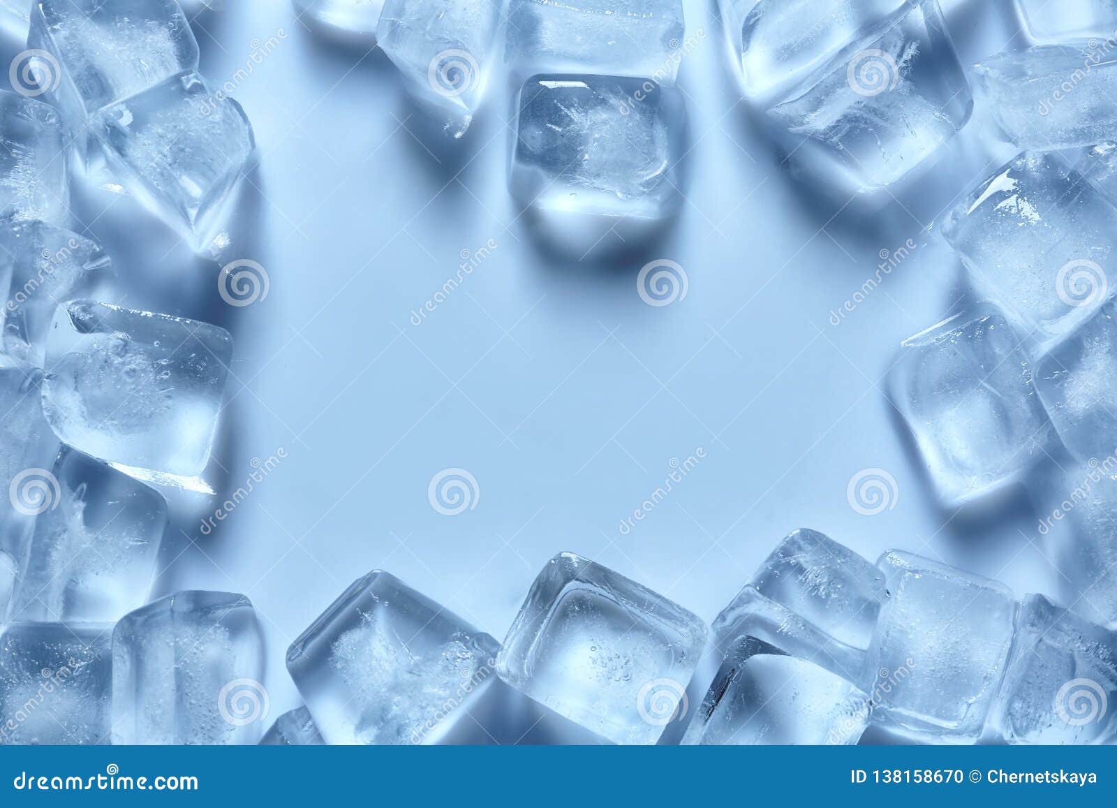 Frame Made of Ice Cubes on Color Background, Top View Stock Photo ...