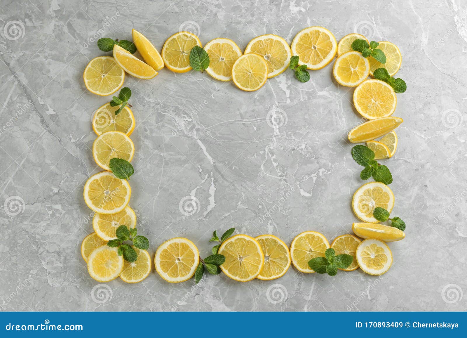 Frame Made with Ingredients for Lemonade on Grey Background, Top View ...