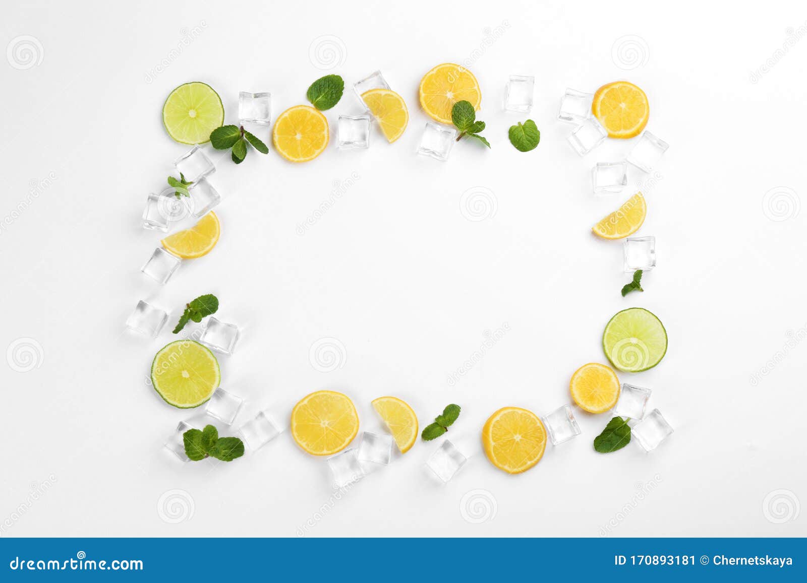 Frame Made with Ingredients for Lemonade on White Background, Top View ...