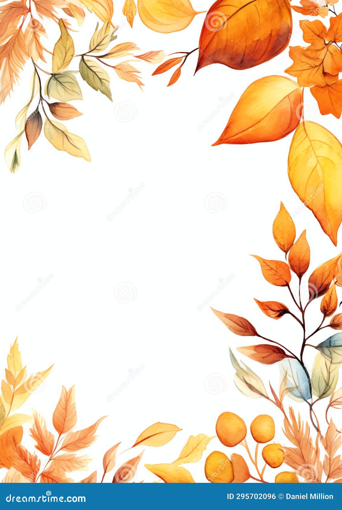 Frame Made of Intertwined Fall Foliage Watercolor Border Stock ...