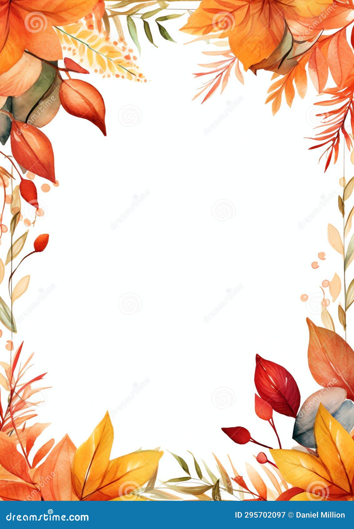 Frame Made of Intertwined Fall Foliage Watercolor Border Stock ...