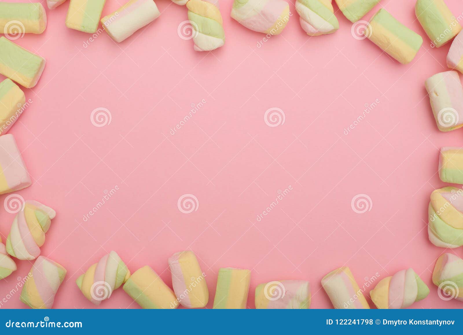 Frame Made of Marshmallows on Pink Flatlay Stock Photo - Image of ...