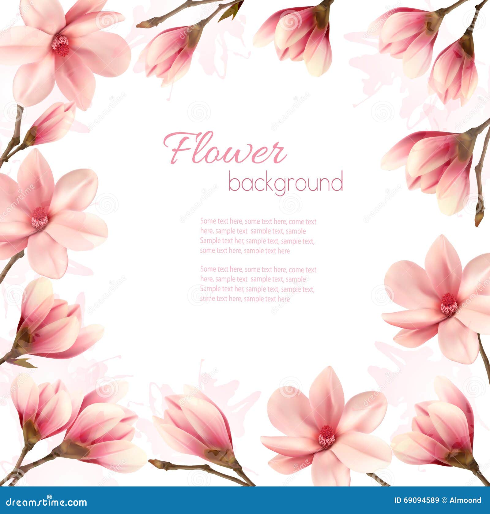 Frame Made Out of Magnolia Flowers. Stock Vector - Illustration of ...