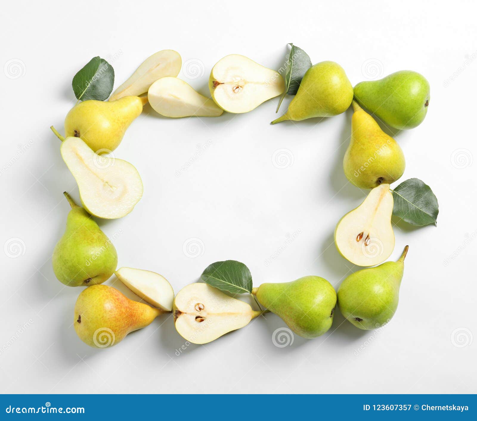 Frame Made of Pears on White Background Stock Image - Image of ripe ...