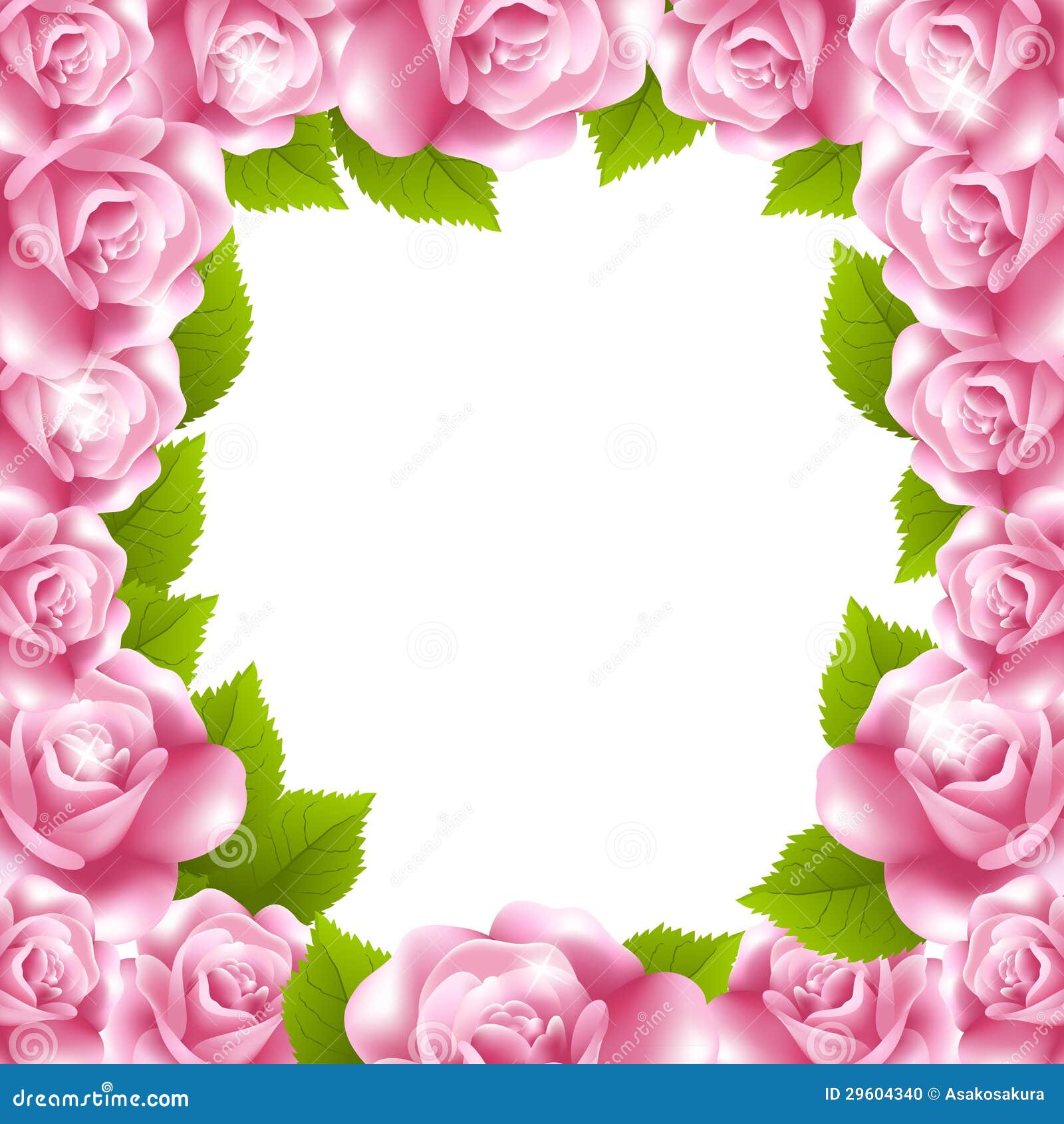 Frame Made of Pink Roses with Text Frame Stock Illustration ...