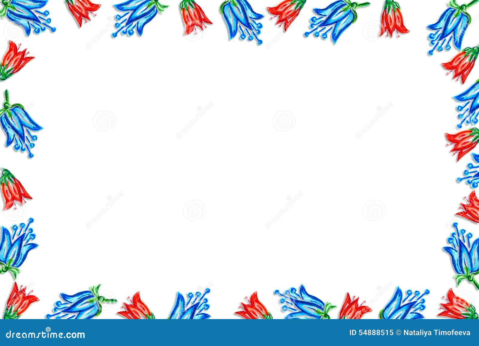 Blue Bells With Green Leaves And Curls On A Gold Background Cartoon ...