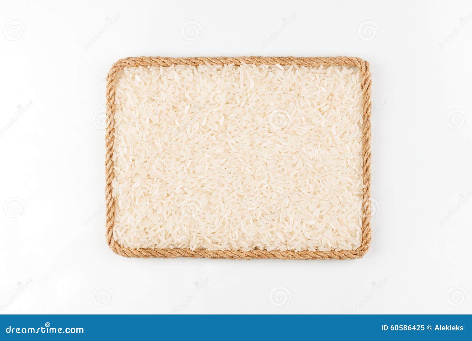 Frame Made of the Rope with Rice Grain on a White Background Stock ...