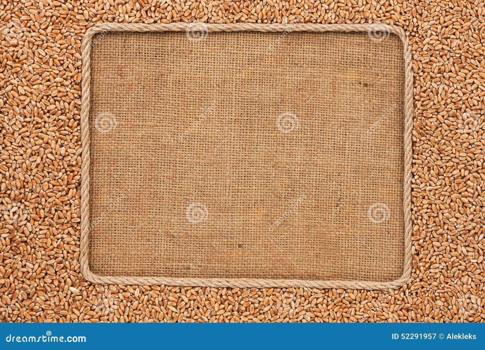 Frame Made of Rope with Wheat Grains on Sackcloth Stock Image - Image ...
