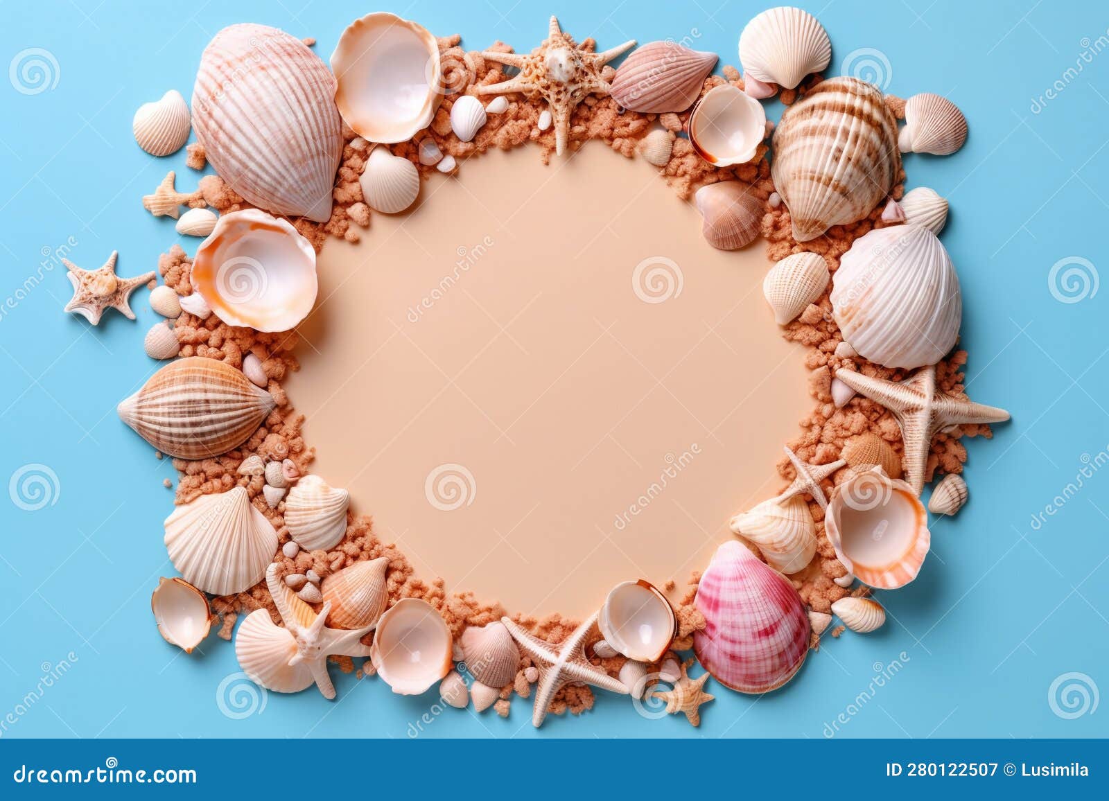 Frame Made of Sea Shells. Generative Ai Stock Illustration ...