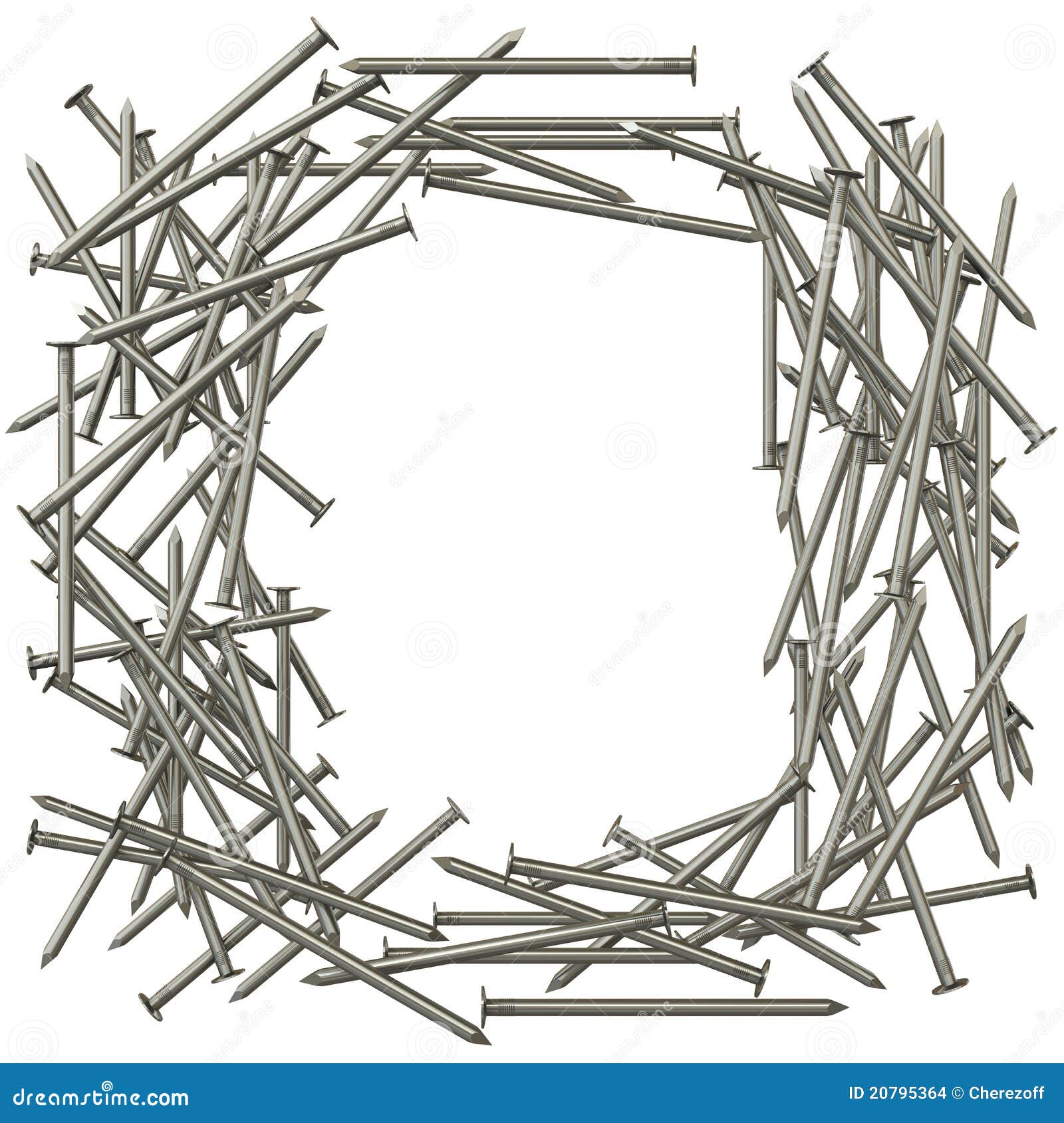 Frame made of steel nails stock illustration. Illustration of iron ...