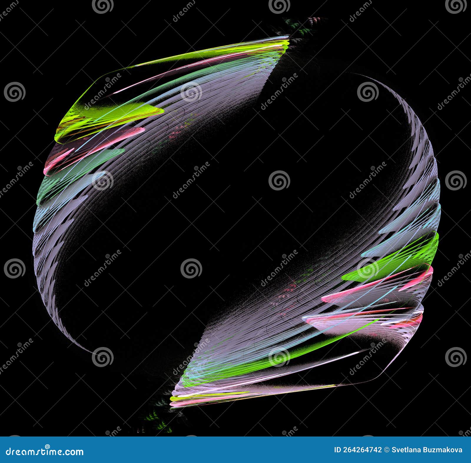 Frame Made of Striped Curved Elements on a Black Background. Graphic ...