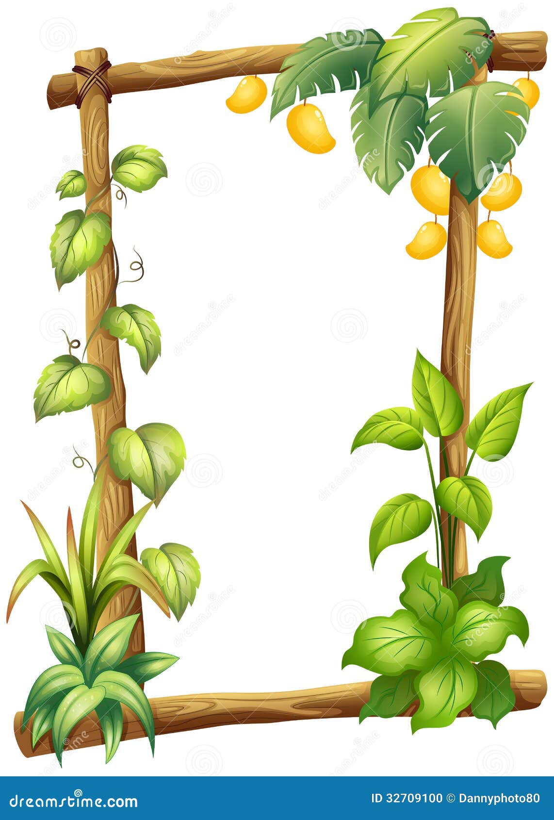 A Frame Made of Wood with Mangoes Stock Vector - Illustration of mango ...