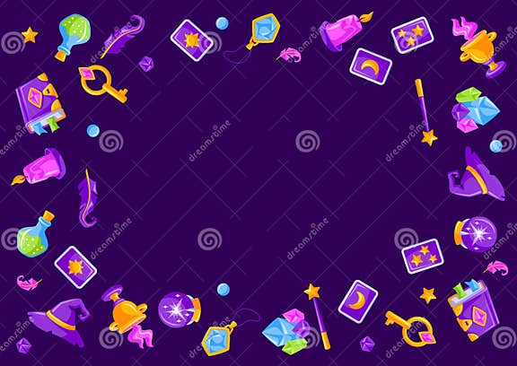 Frame with Magic Items. Witchcraft Alchemy Mystery Elements Stock ...