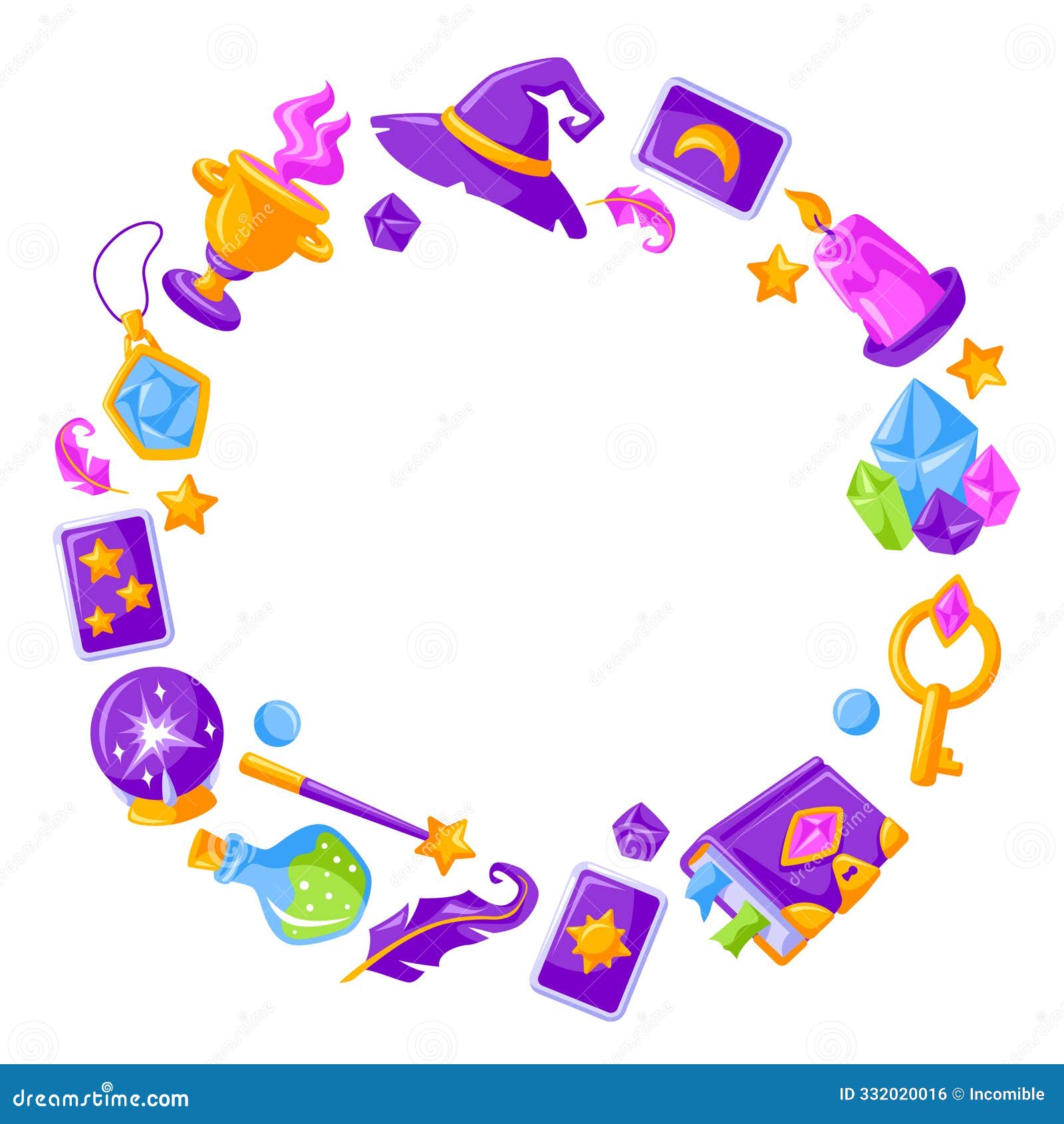 Frame with Magic Items. Witchcraft Alchemy Mystery Elements Stock ...