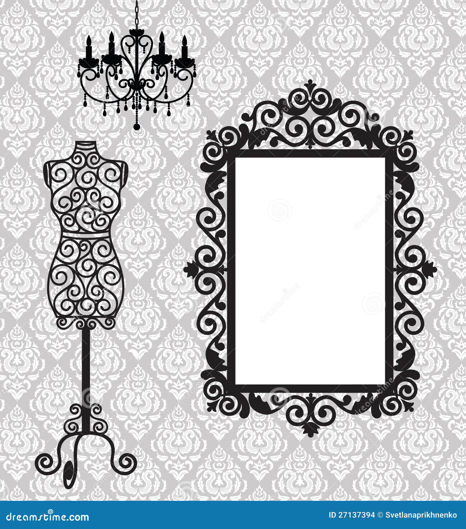 Frame, Mannequin And Chandelier Vector Illustration | CartoonDealer.com ...