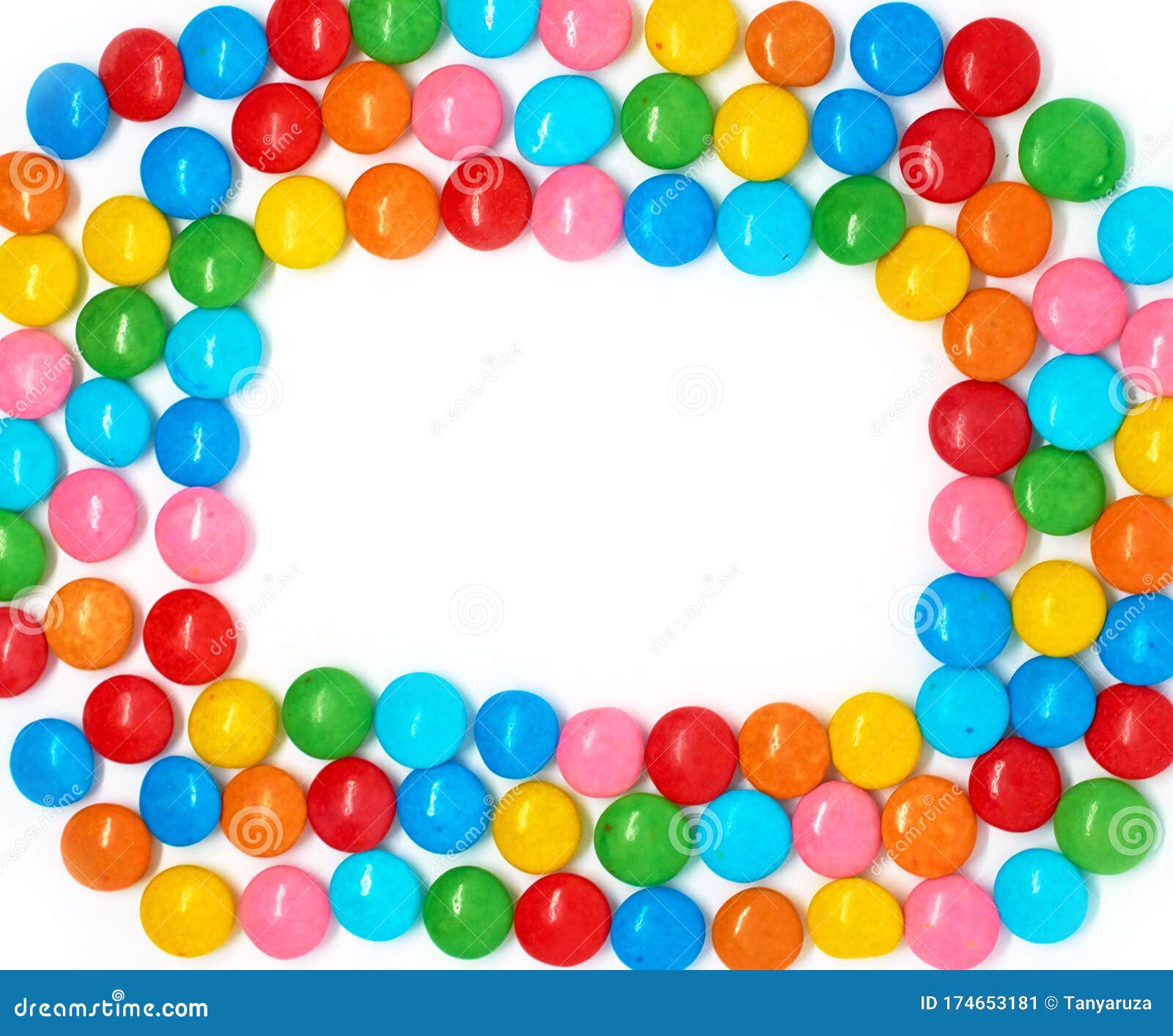 Frame of Many Colored Small Round Candies Stock Image - Image of fruity ...