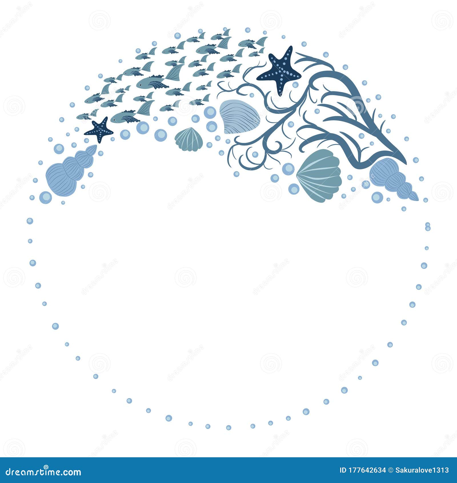 Frame on the Marine Theme with Hand-drawn Sea Creatures Border Stock ...