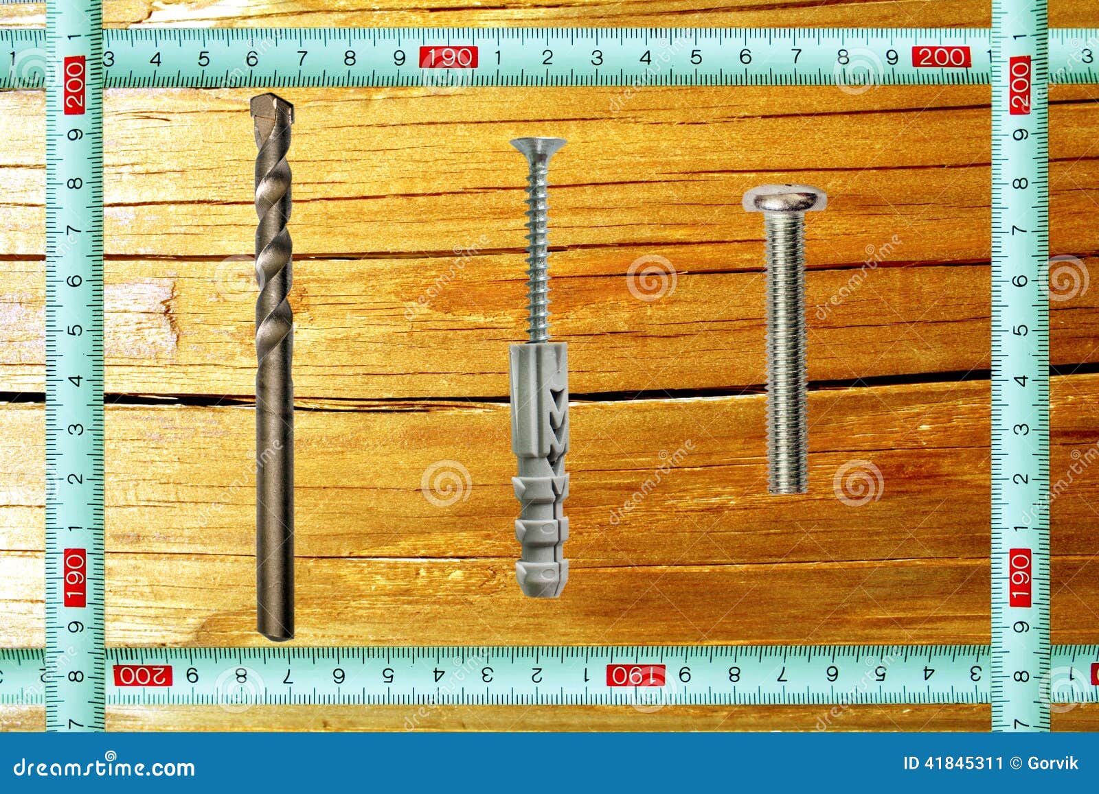 Frame with a Measuring Ruler and Tools Inside Against Texture of Stock ...