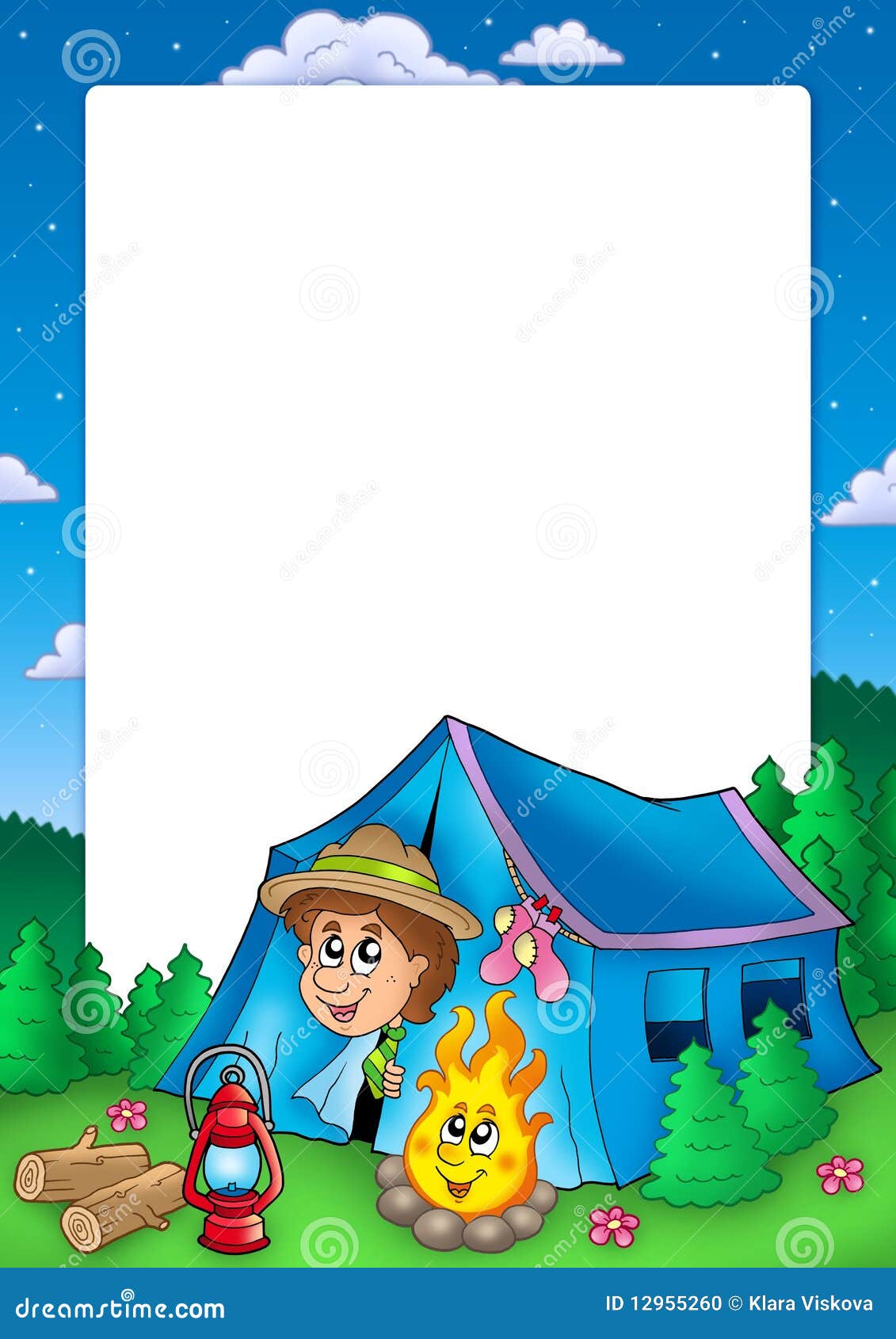 Frame Met Kamperende Verkenner Stock Illustratie - Illustration of ...