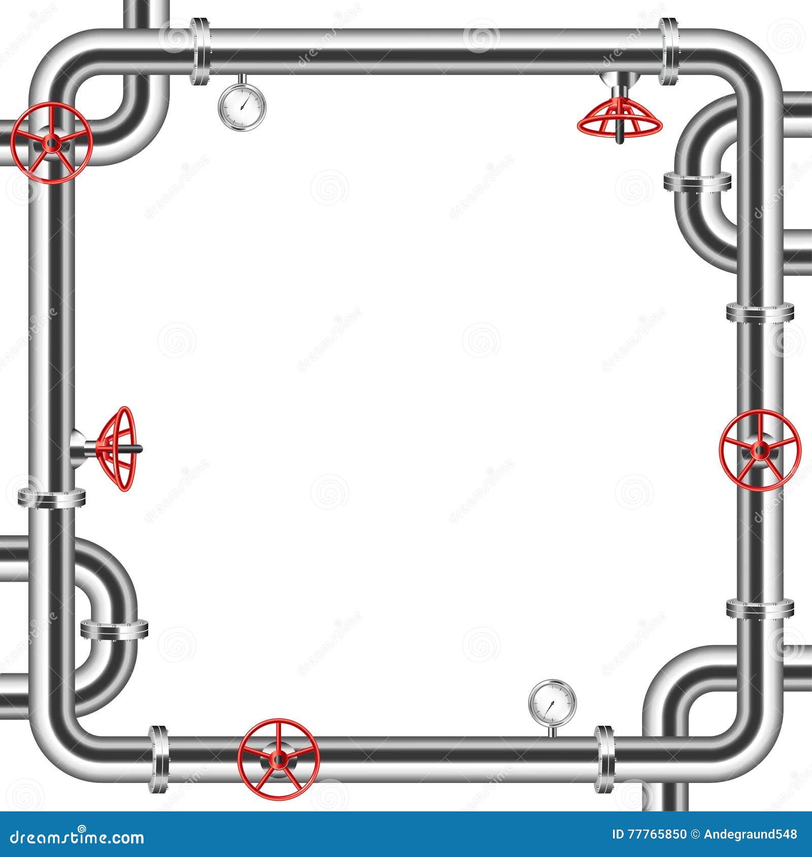 Frame from Metal Pipes on White Background Stock Vector - Illustration ...