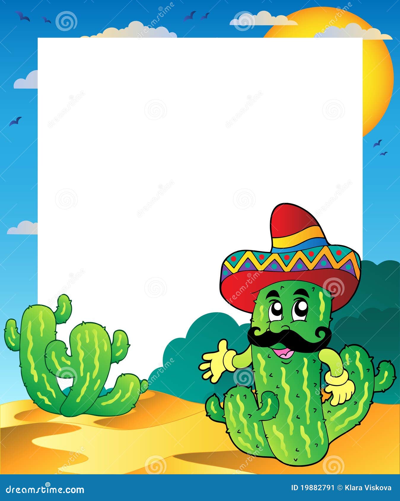 Frame with Mexican cactus stock vector. Illustration of cactus - 19882791