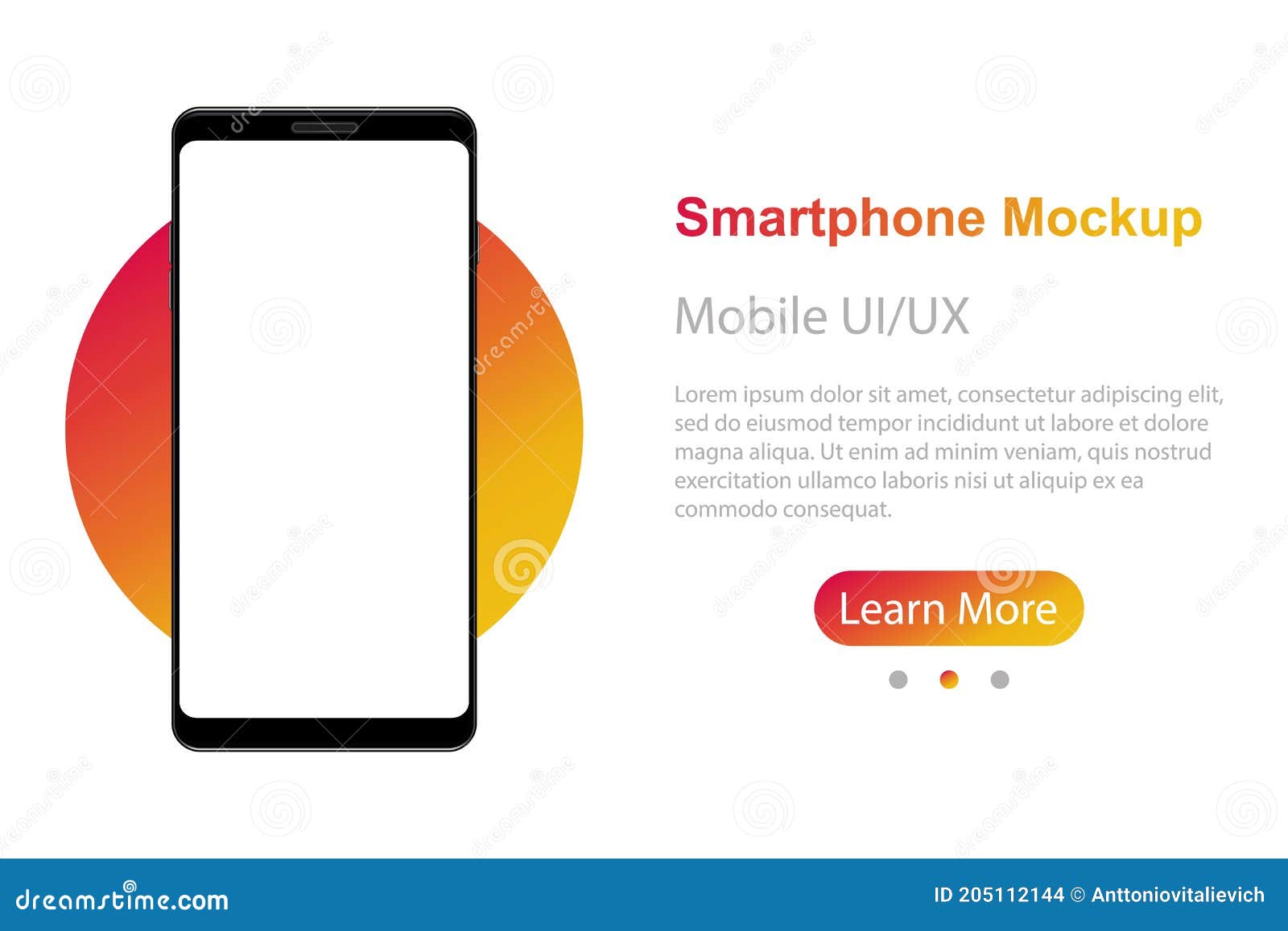 Frame of Mobile Phone on Colored Background. Mockup Generic Device with ...