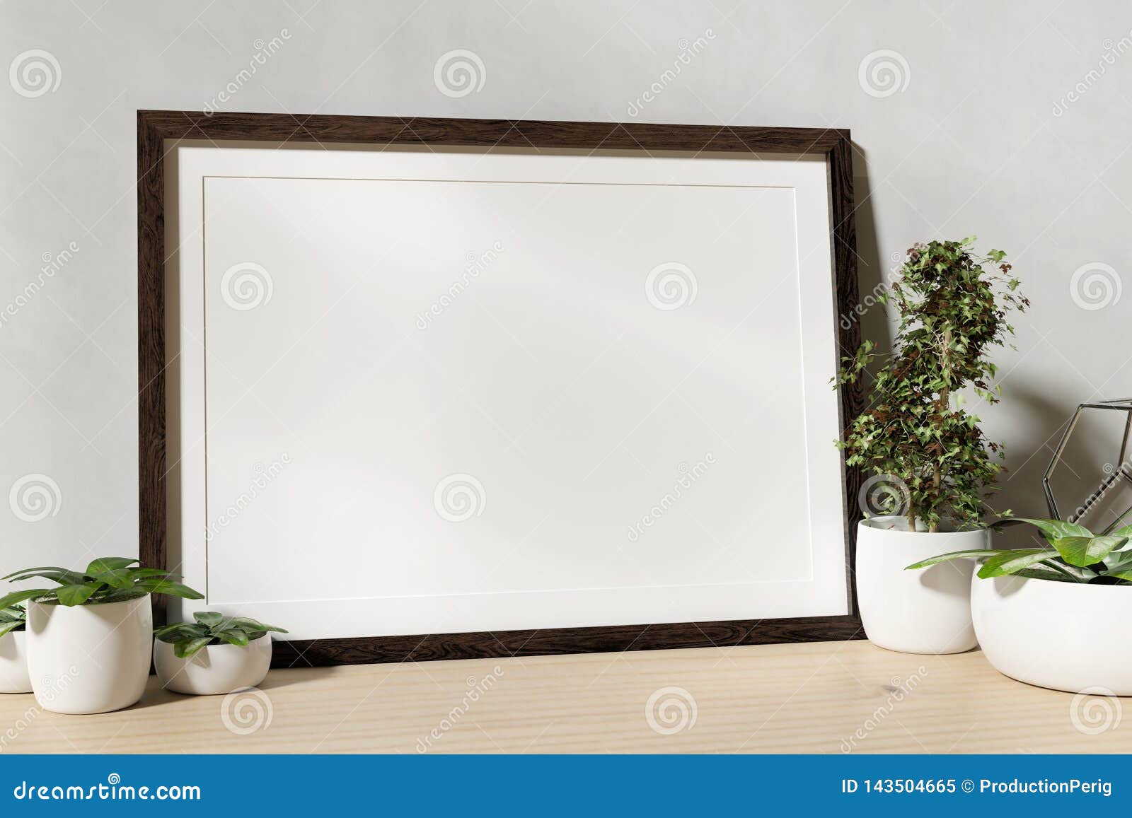 Frame Mock Up with Plants on a Shelf - 3d Rendering Stock Illustration ...