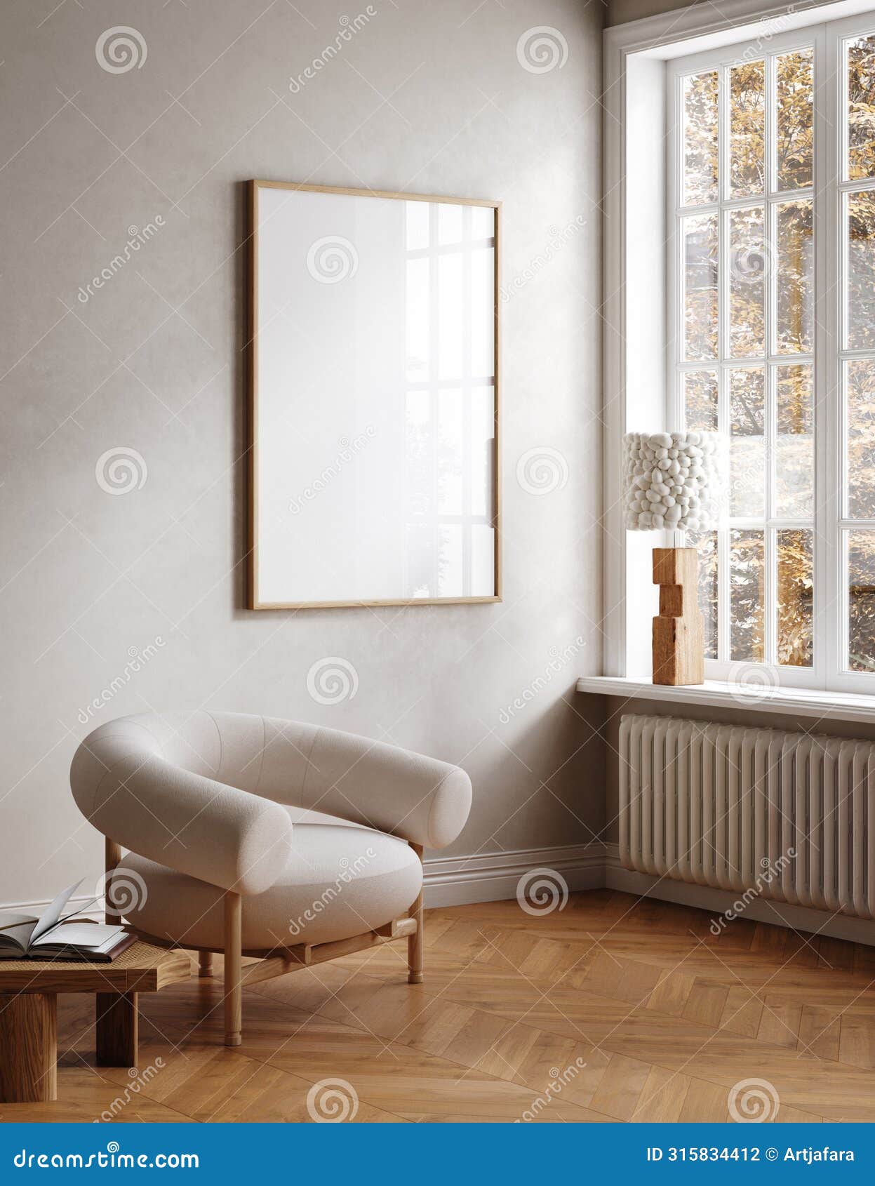 Frame Mockup in Contemporary Minimalist Beige Room Interior Stock ...