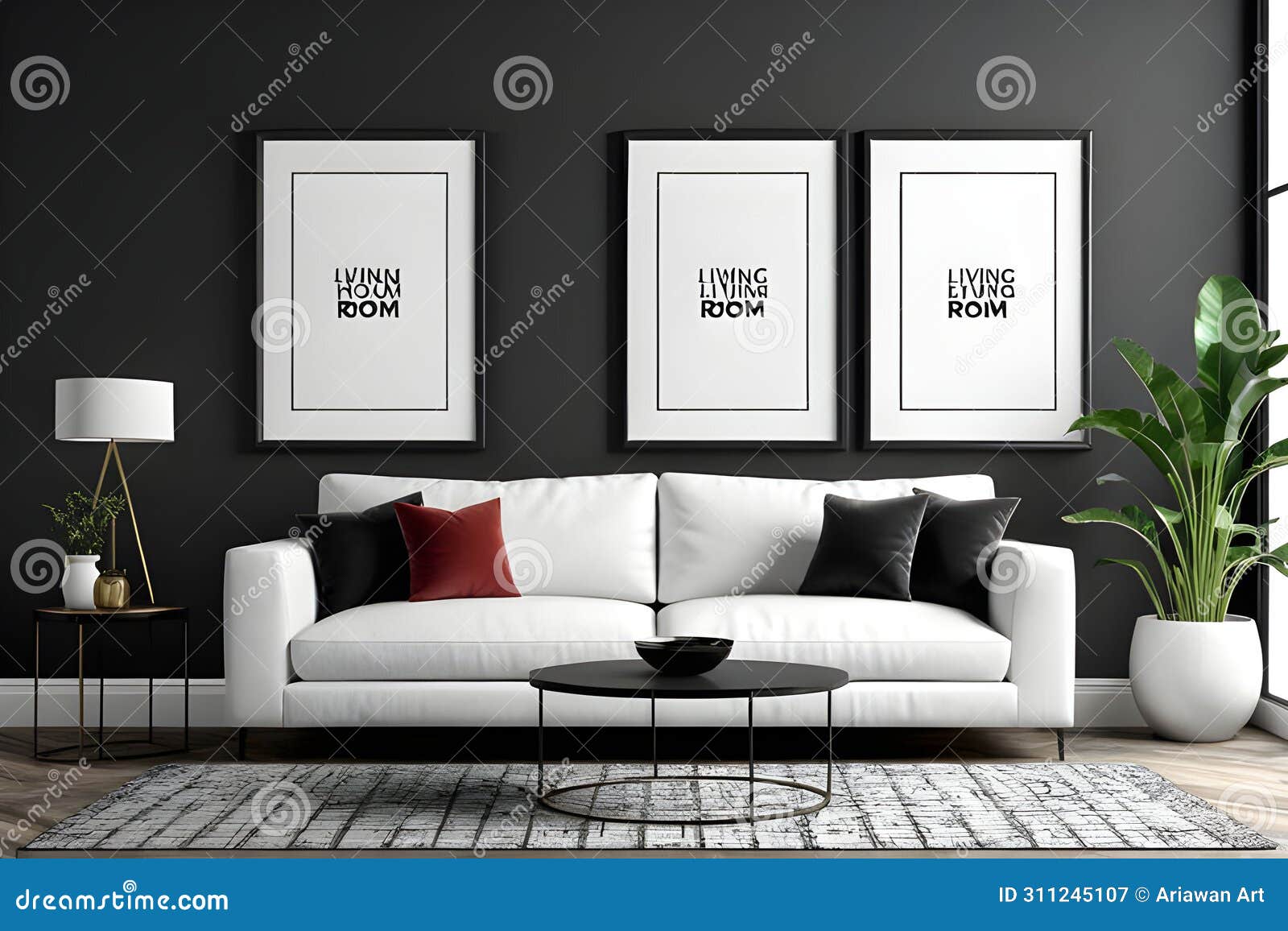 Frame Mockup. 3d Visualization of the Living Room for the Presentation ...