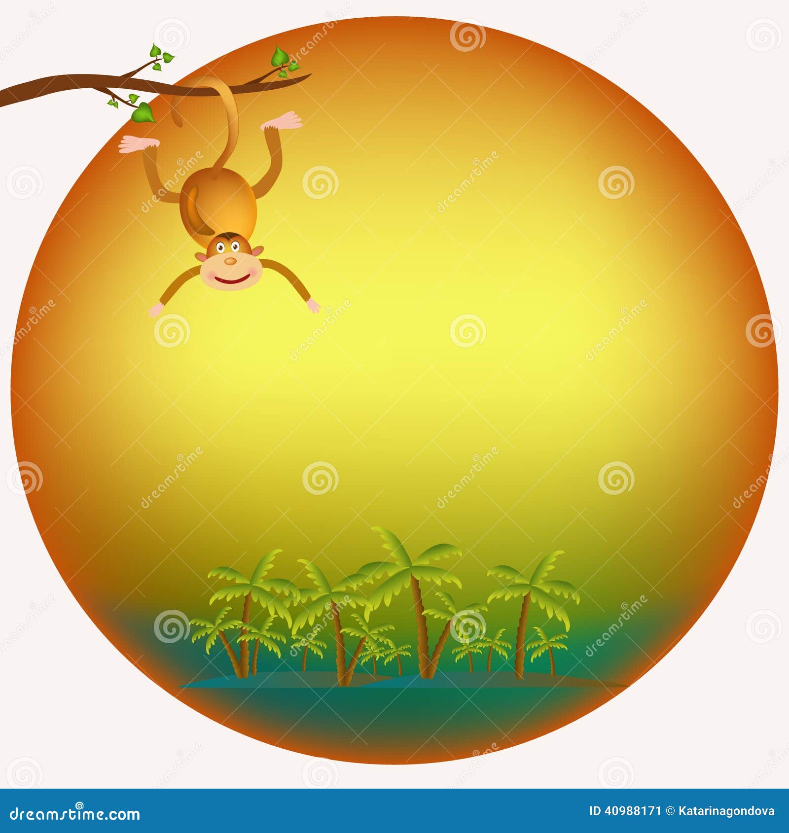 Frame with Monkey Illustration Stock Illustration - Illustration of ...