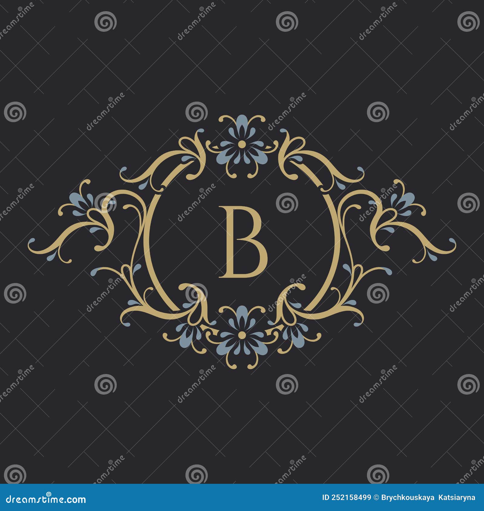 Frame Monogram of Decorative Flowers Stock Vector - Illustration of ...