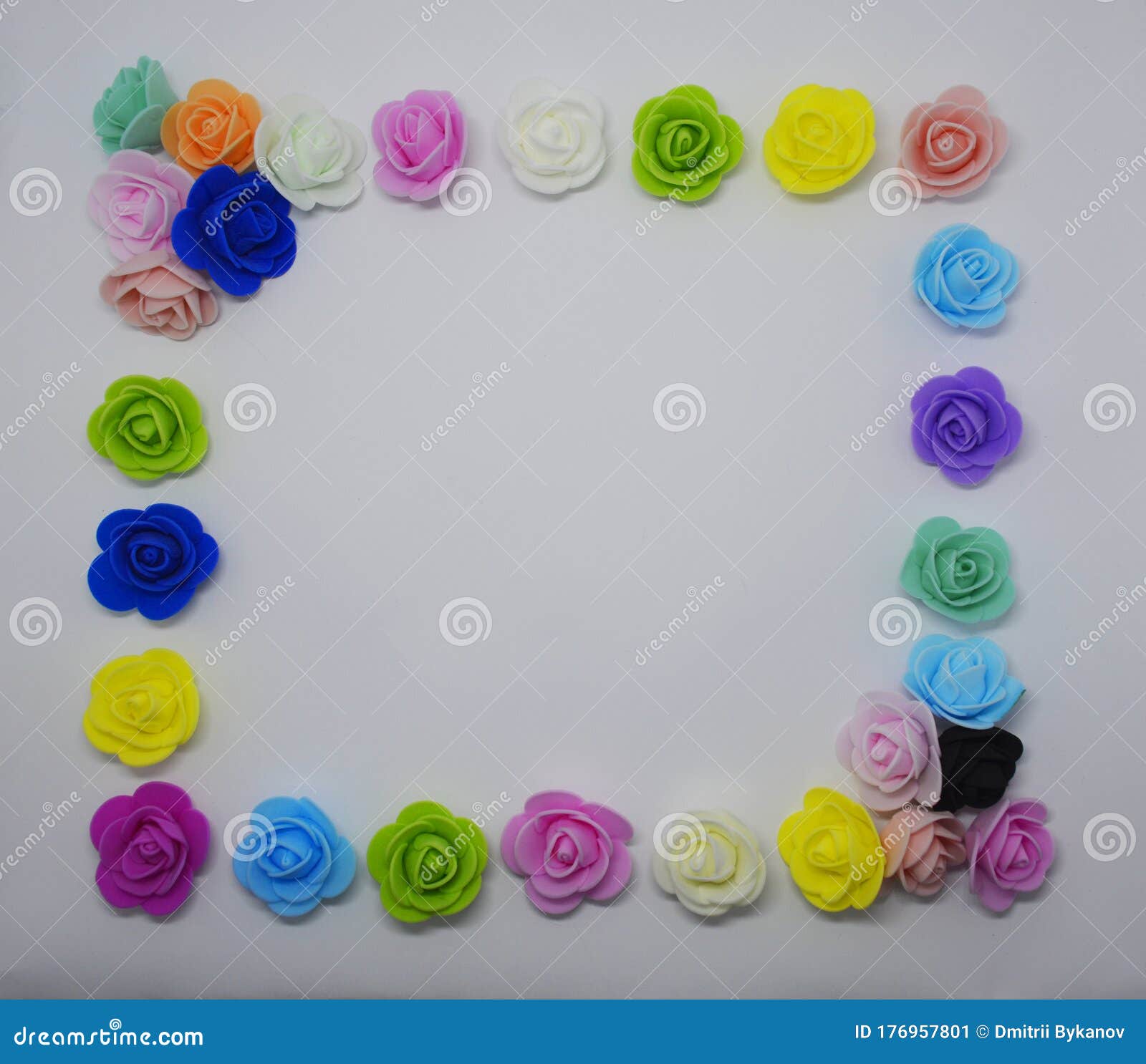 Multicolored Artificial Roses on a White Background Stock Image - Image ...